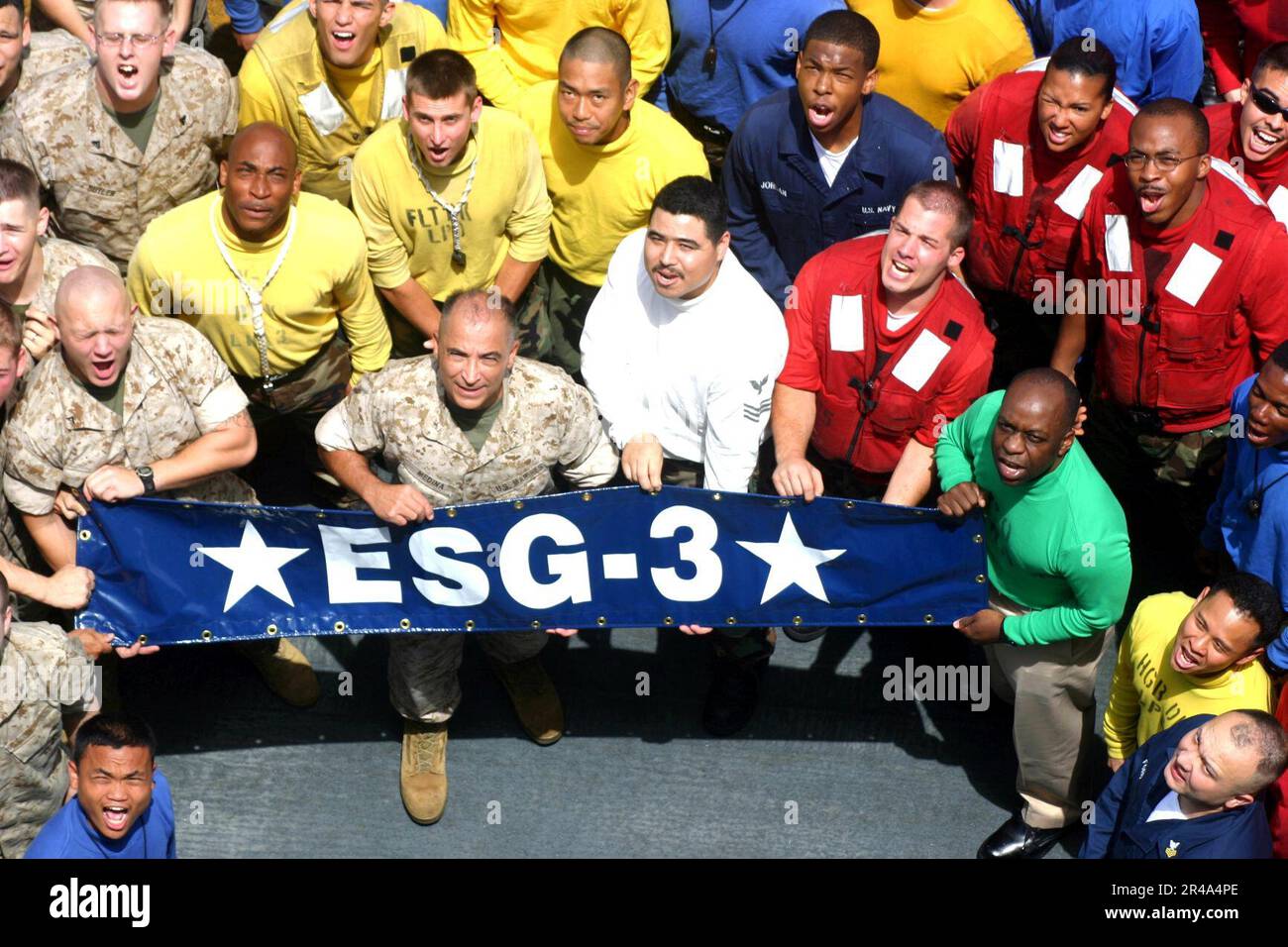 US Navy Commander, Expeditionary Strike Group Three ESG-3, Brig. Gen. Joseph V. Medina, left of ...