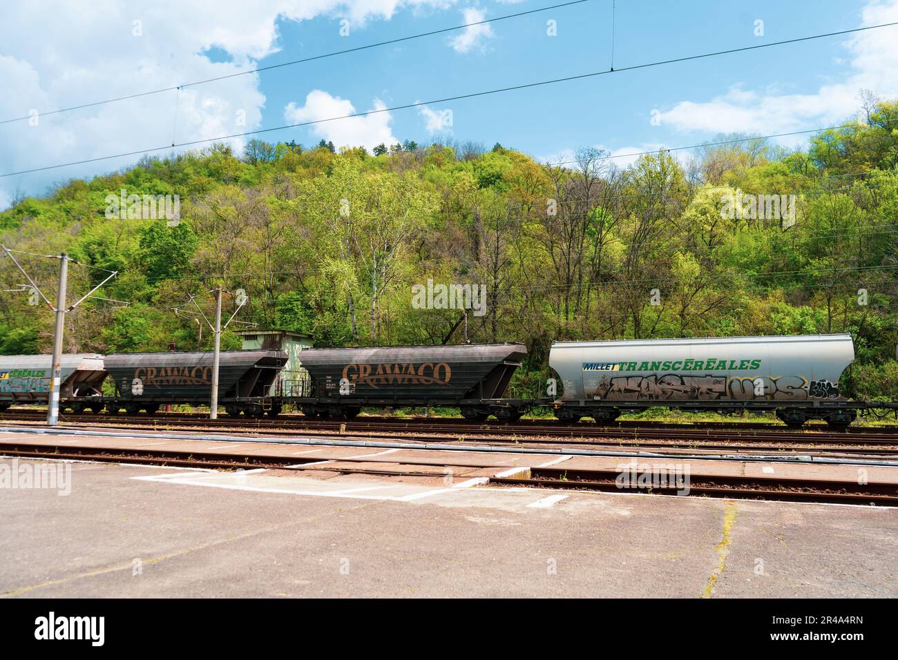 A nostalgic rustic scene of a railway Orsova station located in West ...