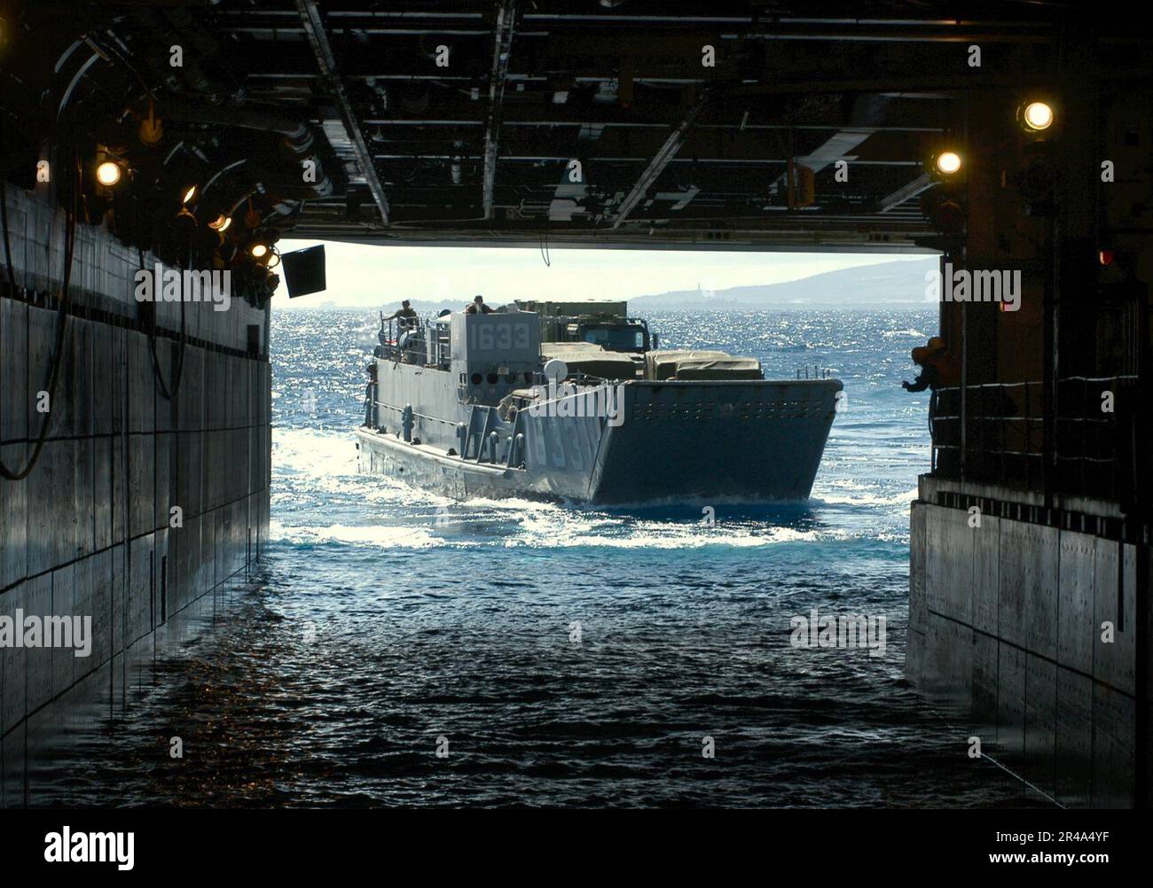US Navy A Landing Craft Utility (LCU) approaches the well deck of ...