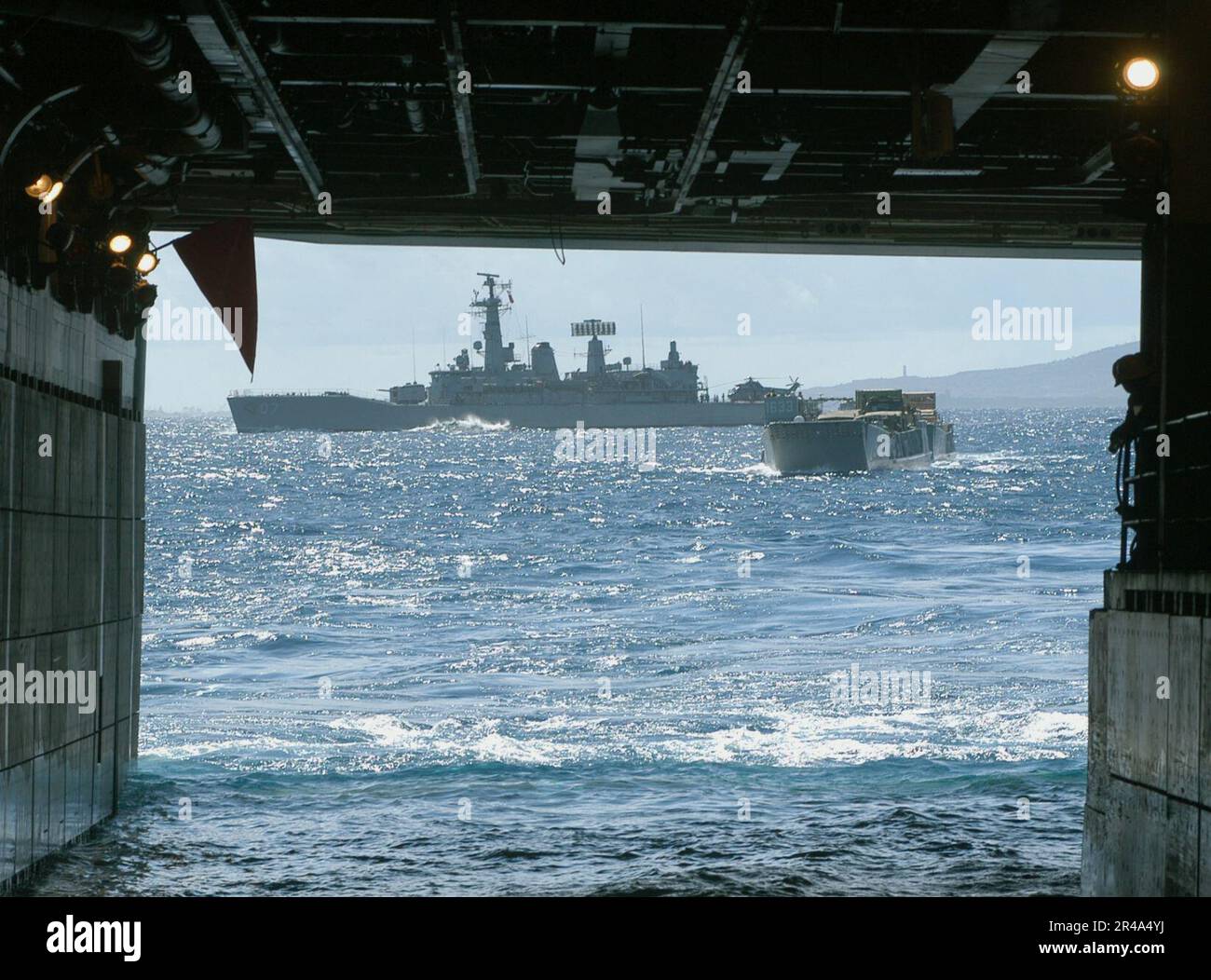 US Navy A Landing Craft Utility (LCU) approaches the well deck of the ...