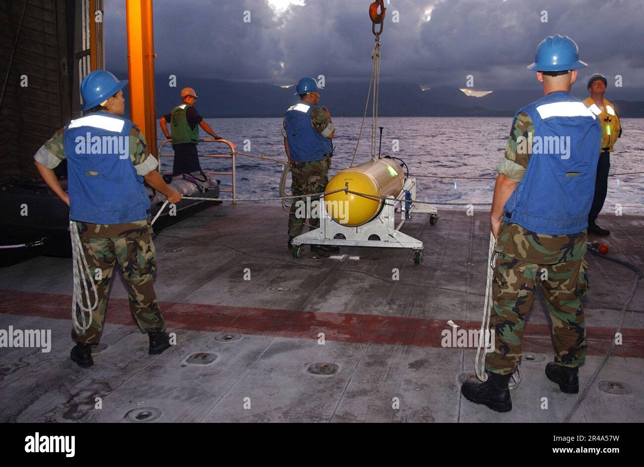 US Navy Crewmen assigned to Commander Mine Warfare Command, Unmanned ...