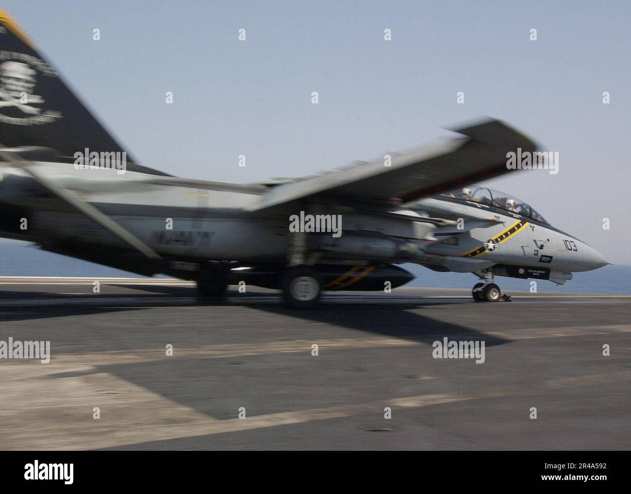 US Navy An F-14D Tomcat assigned to the Jolly Rogers of Fighter Squadron One Zero Three (VF-103 ...