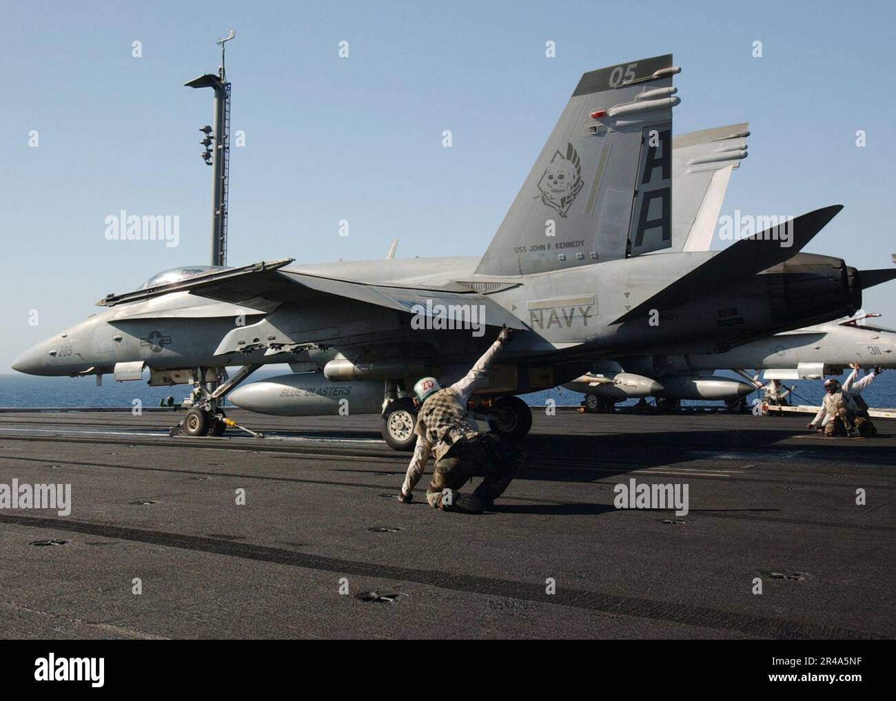 US Navy Members of the catapult crew assigned to the ''Blue Blasters ...