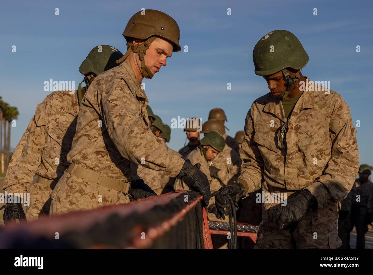 U.S. Marines with Alpha Company, 1st Recruit Training Battalion, are ...