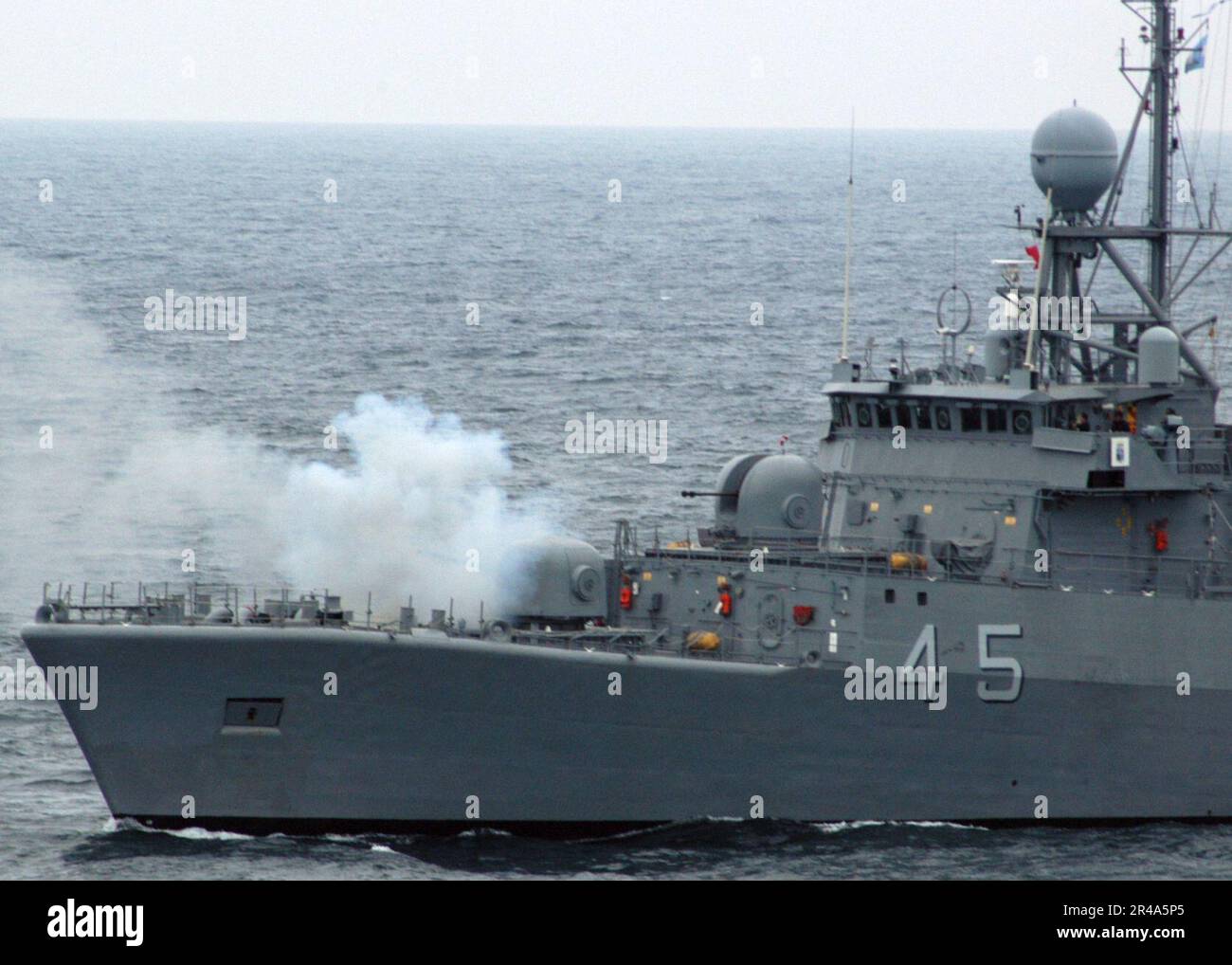 US Navy The Argentinean ship ARA Robinson (CM 45) fires its 5 inch gun ...