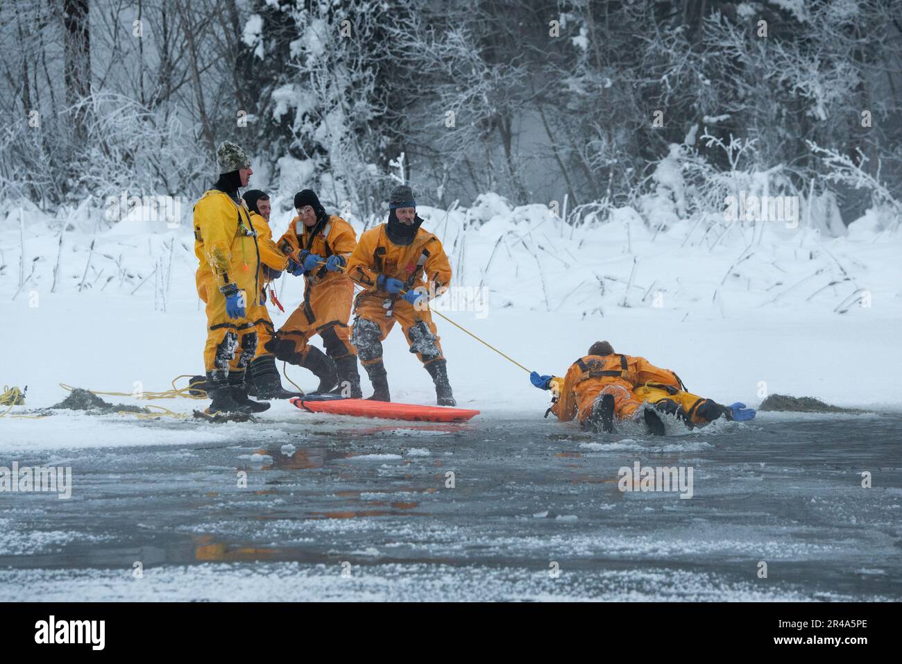 U.S. Air Force fire protection specialists assigned to the 673d Civil ...