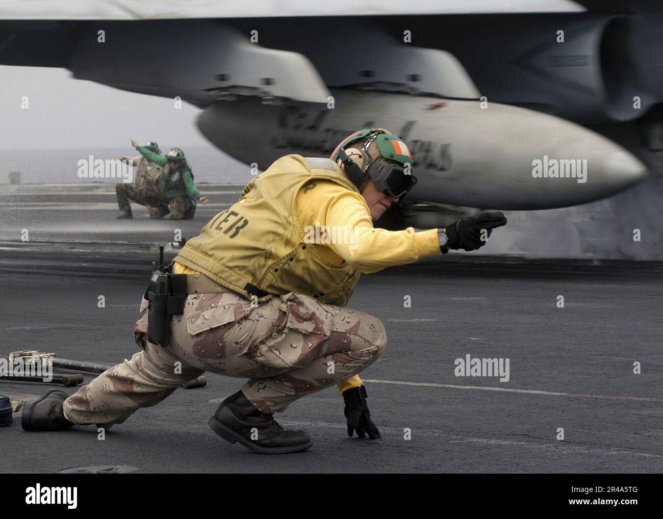 US Navy USS Enterprise (CVN 65) Catapult Officer Stock Photo - Alamy