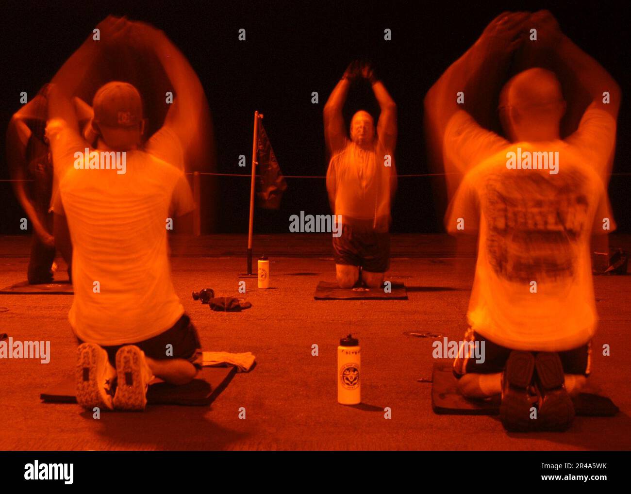 US Navy Crew members take time for physical fitness training the ship's ...