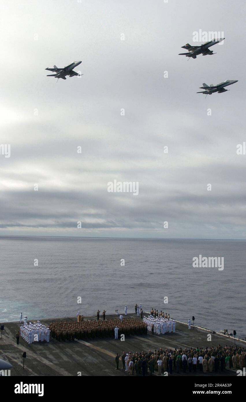 US Navy Pilots assigned to Carrier Air Wing Three (CVW-3) perform a ...