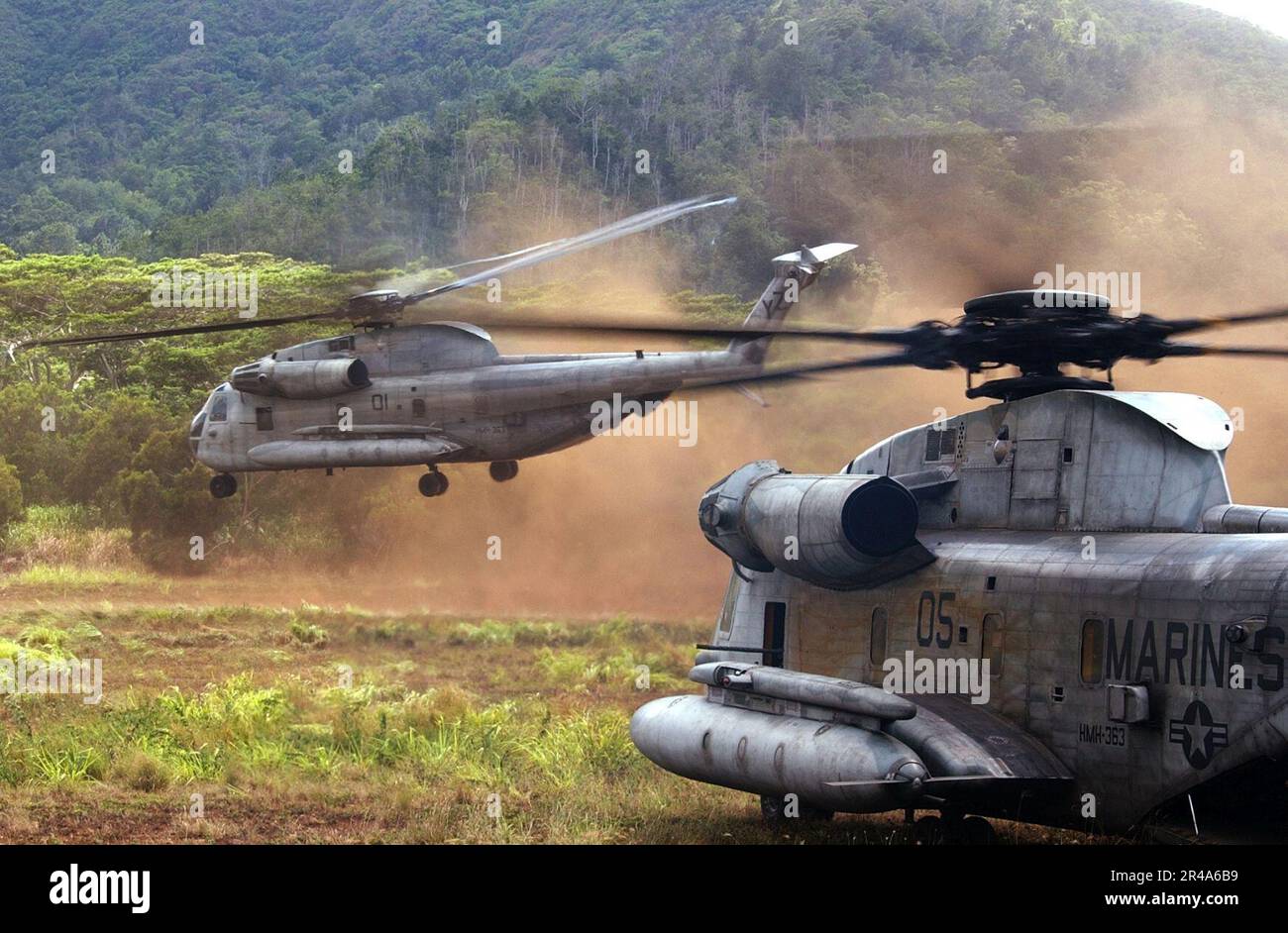 US Navy CH-53D Sea Stallion helicopters, attached to Marine Heavy ...