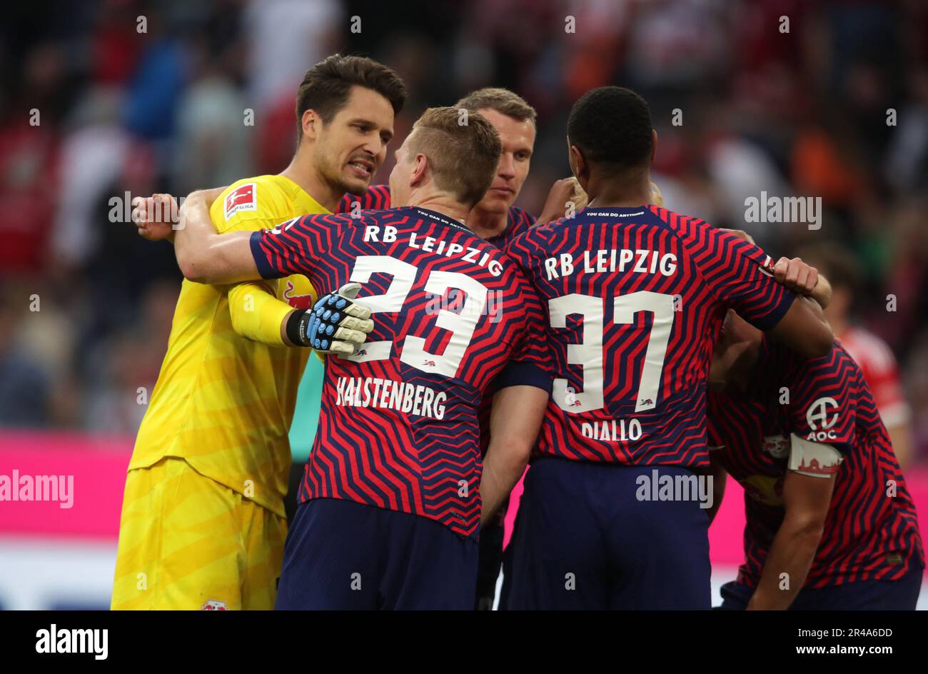 Jubel bei RB Leipzig um Torwart Janis Blaswich #21 von RB Leipzig FC ...