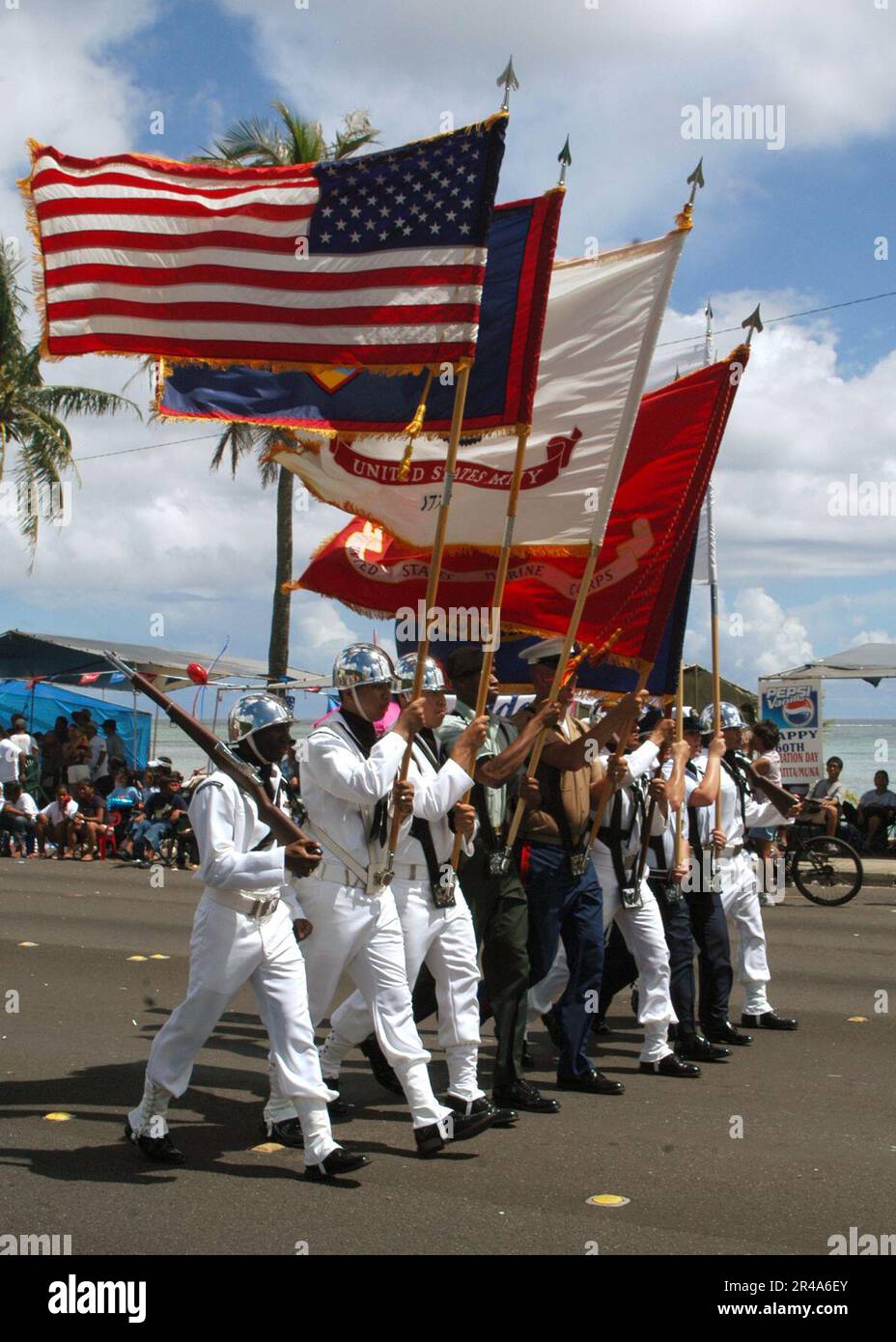 US Navy A Joint Service Color Guard parades the colors during ...