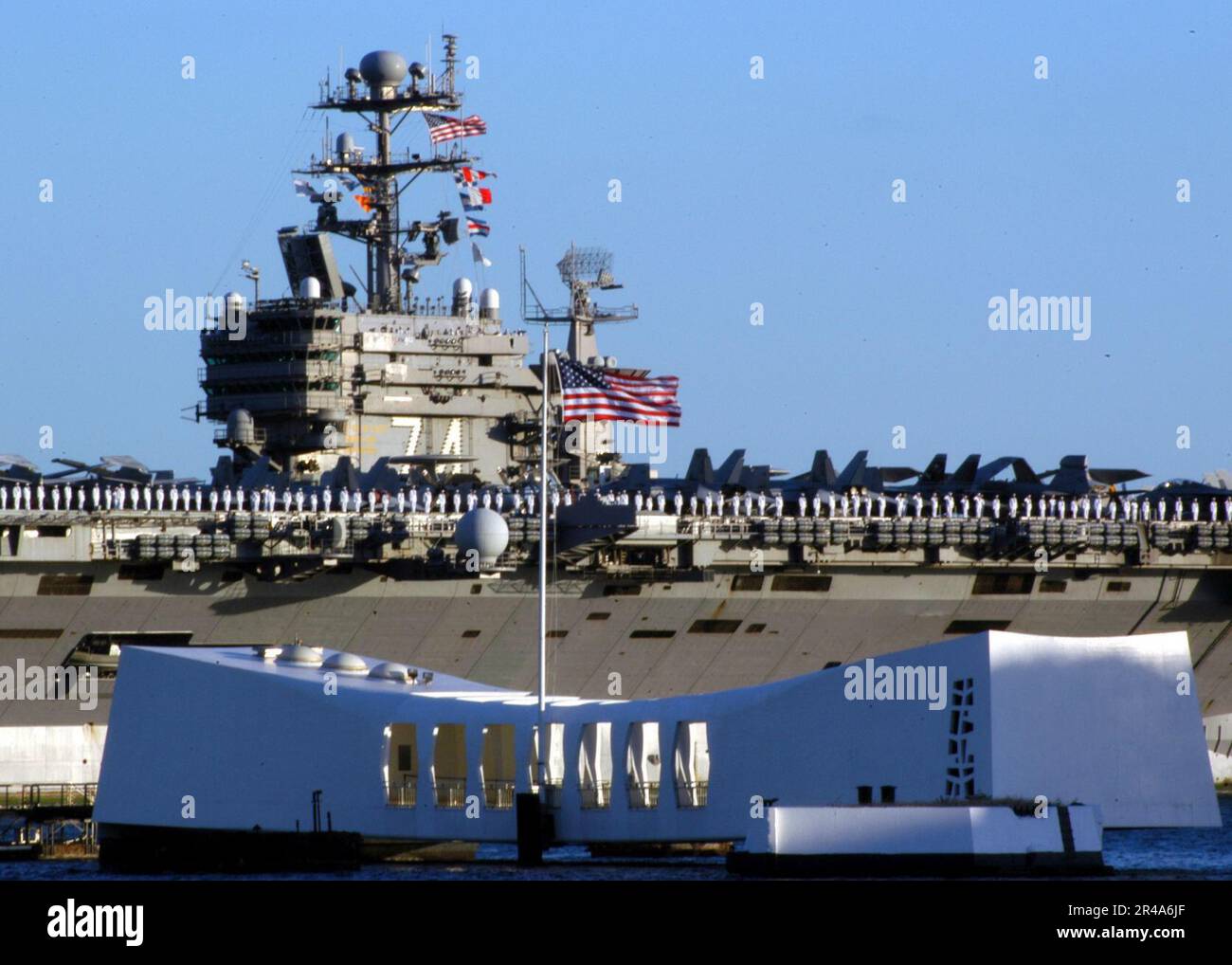 US Navy Sailors aboard the Nimitz-class aircraft carrier USS John C ...