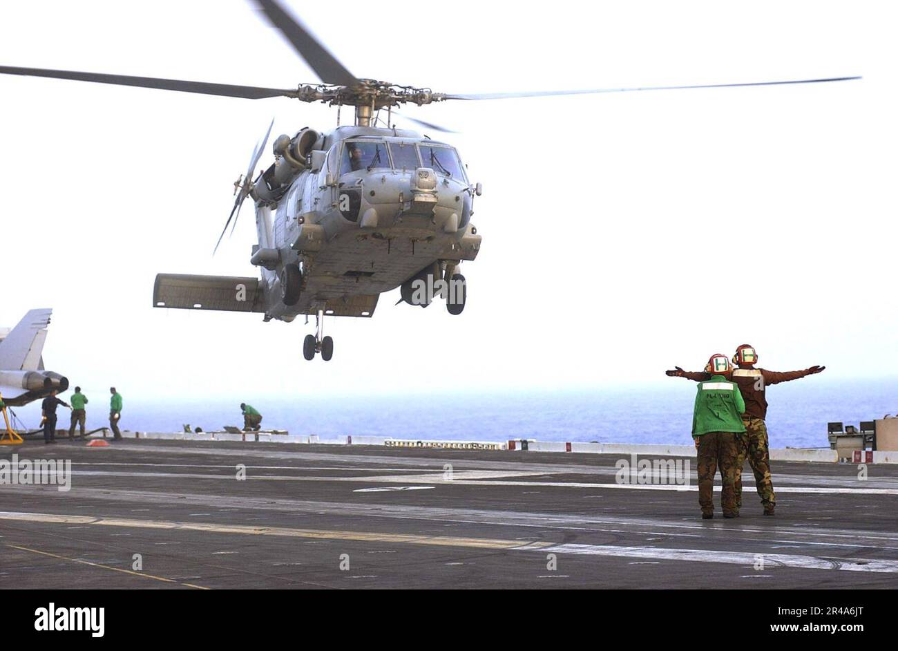 US Navy Landing Signal Enlisted (LSE) Personnel assigned to the Chargers of Helicopter Anti ...