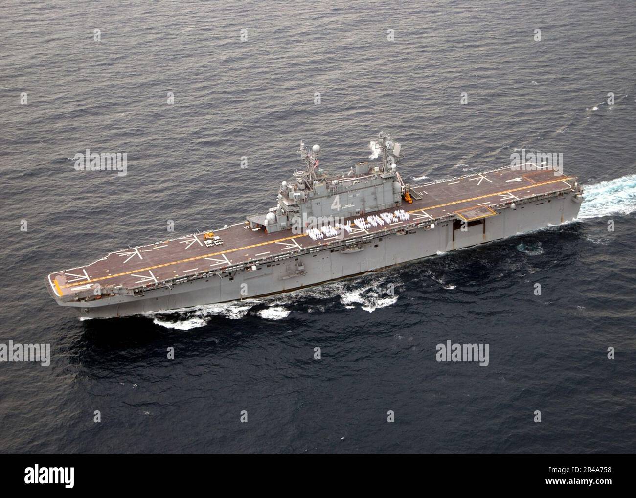 US Navy Crew members aboard the amphibious assault ship USS Nassau (LHA ...