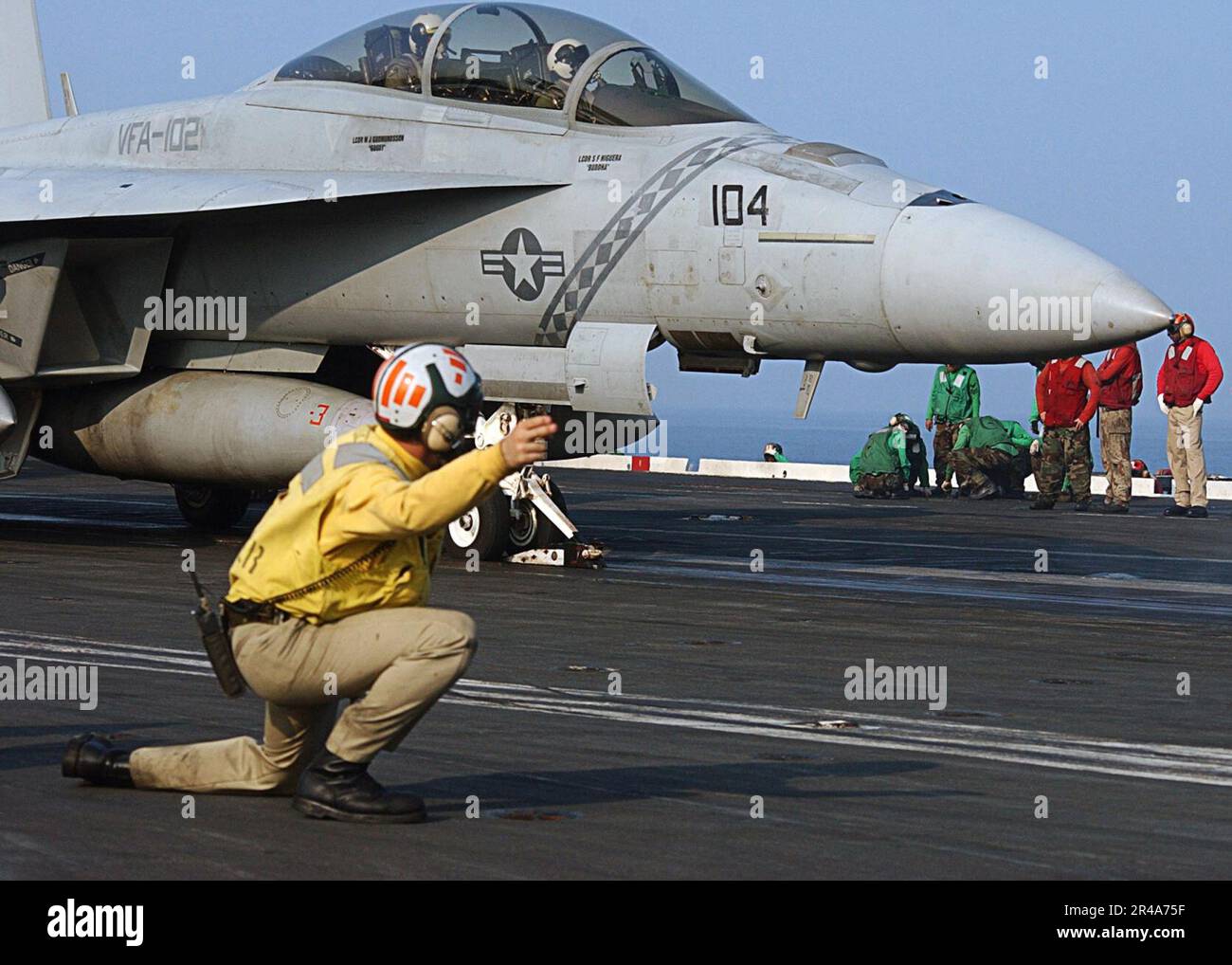 US Navy An F-A-18F Super Hornet assigned to the Diamondbacks of Strike Fighter Squadron One Zero ...