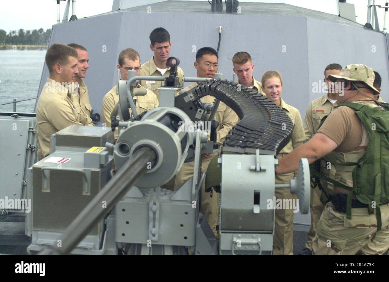 US Navy A Sailor assigned to the coastal patrol ship USS Monsoon (PC 4 ...
