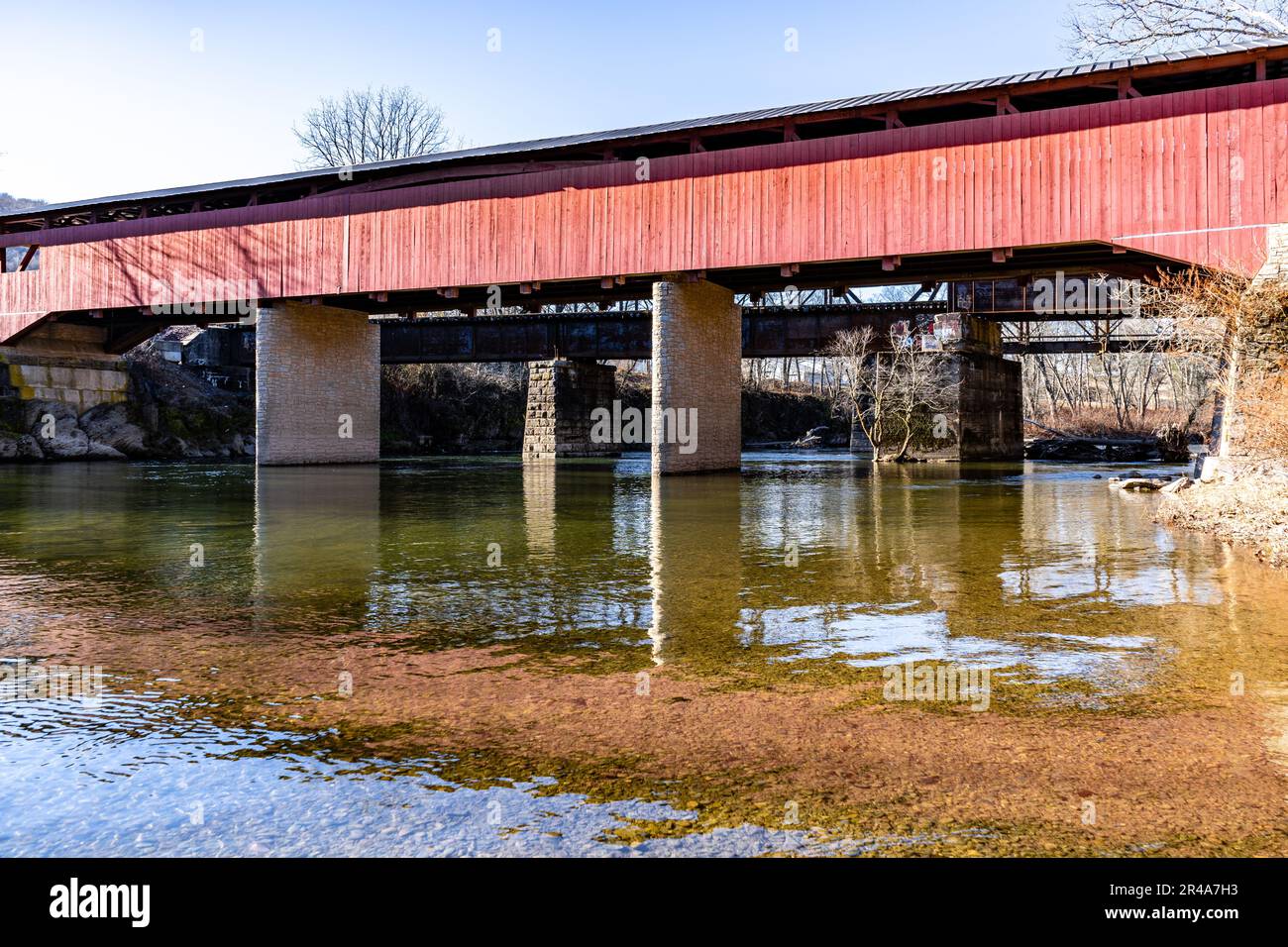 A picturesque scene featuring the Rupert Covered Bridge in Rupert ...