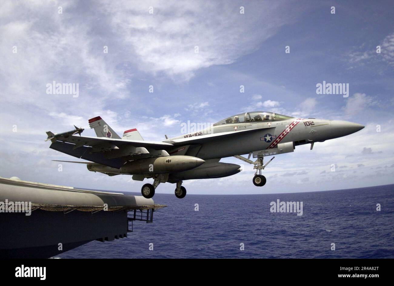 US Navy An F-A-18F Super Hornet, assigned to the Diamondbacks of Strike Fighter Squadron One ...