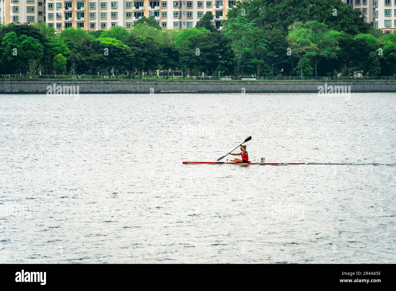 Kayaking near Water Sports Centre of Singapore Sports Hub. It is a ...