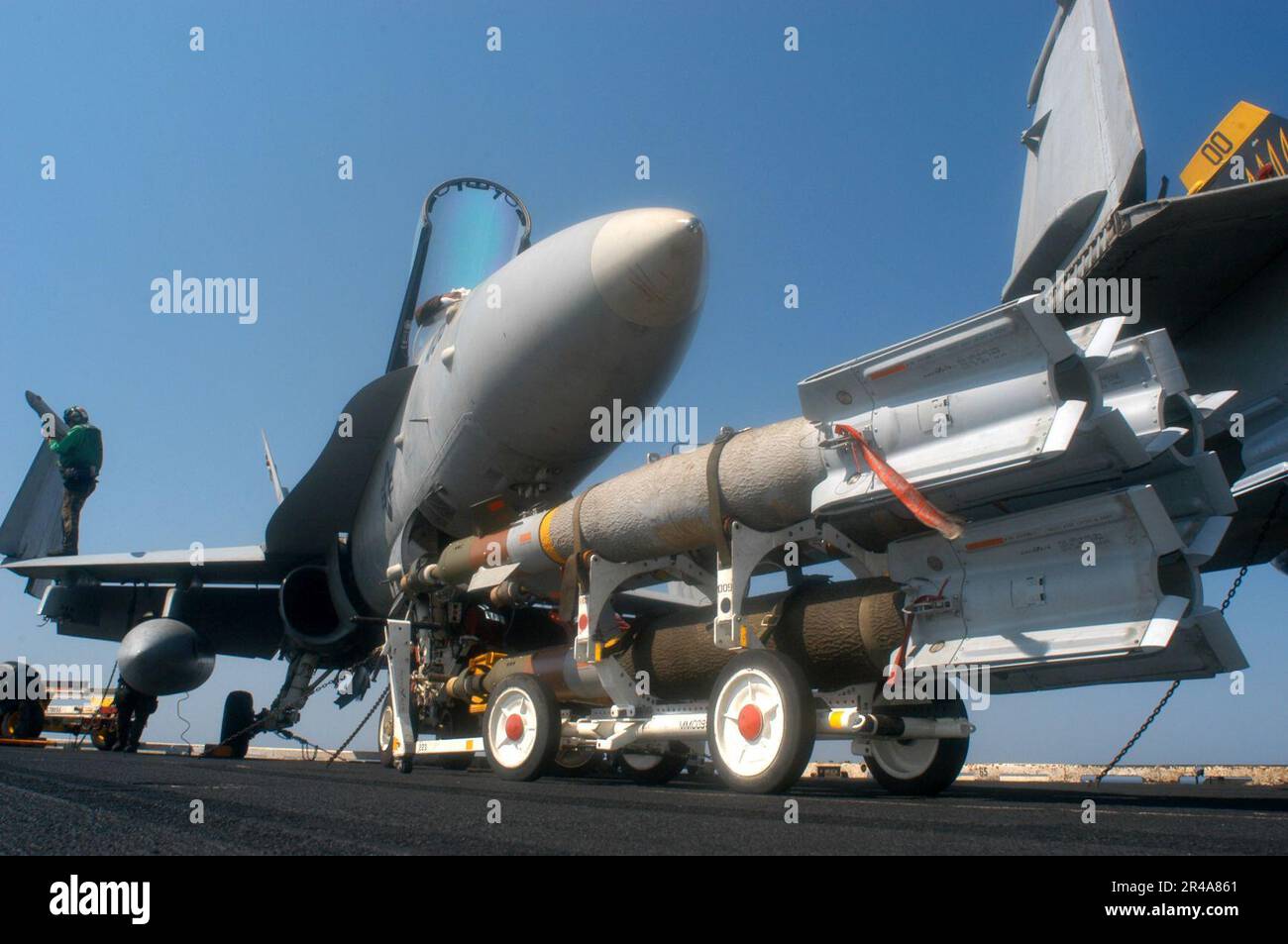 US Navy A weapons skid carrying 500-pound (GBU-12) laser guided bombs ...