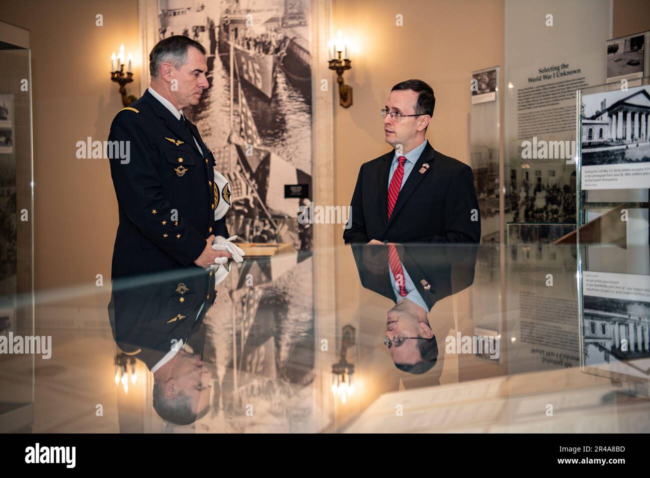Tim Frank, historian, Arlington National Cemetery, gives a tour to ...
