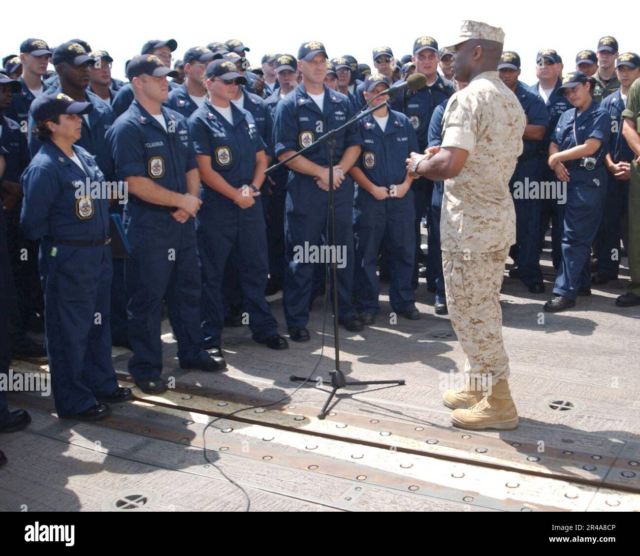 US Navy Sgt. Maj. of the Marine Corps talks to Sailors aboard USS ...