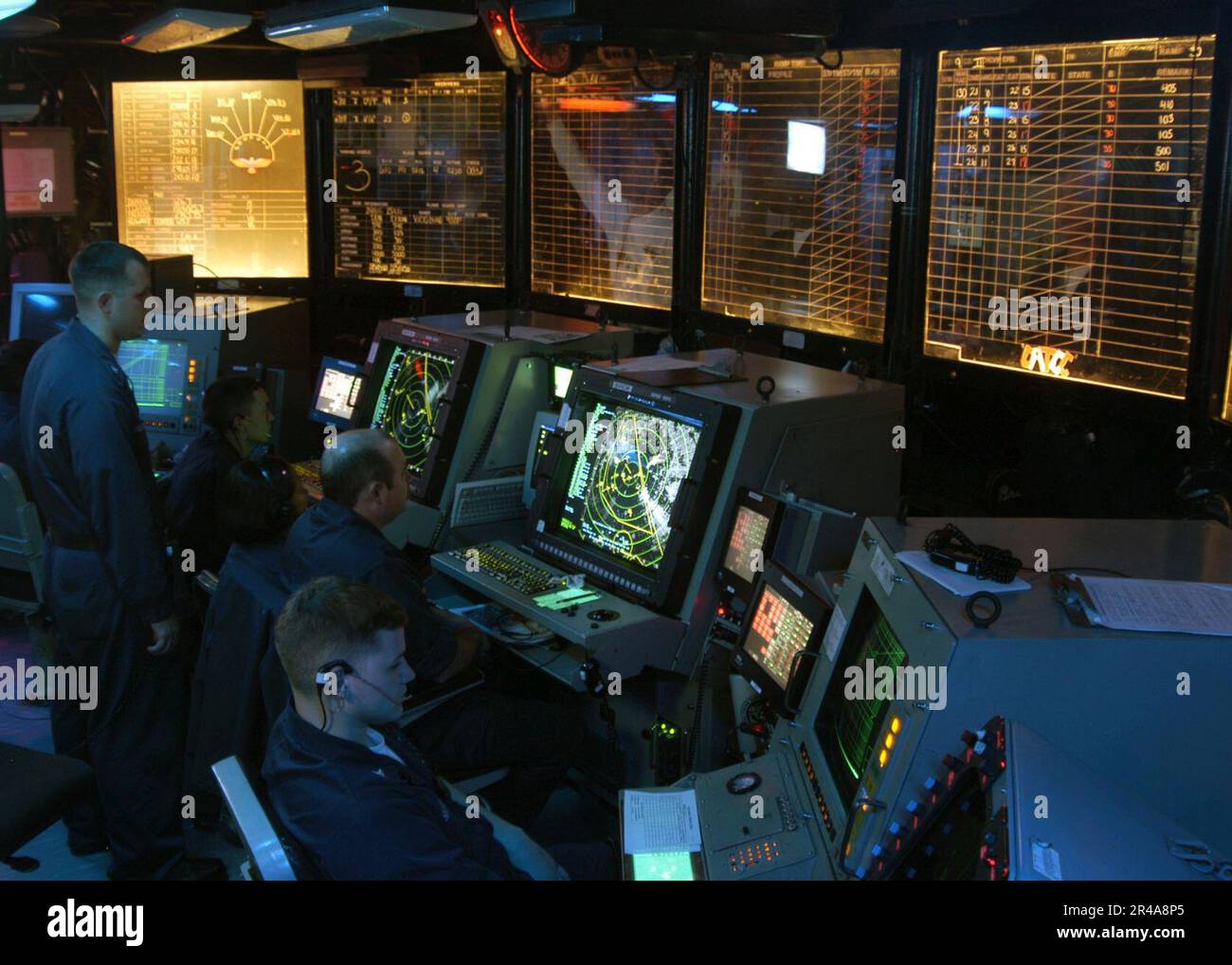 US Navy In the Carrier Air Traffic Control Center aboard the aircraft ...