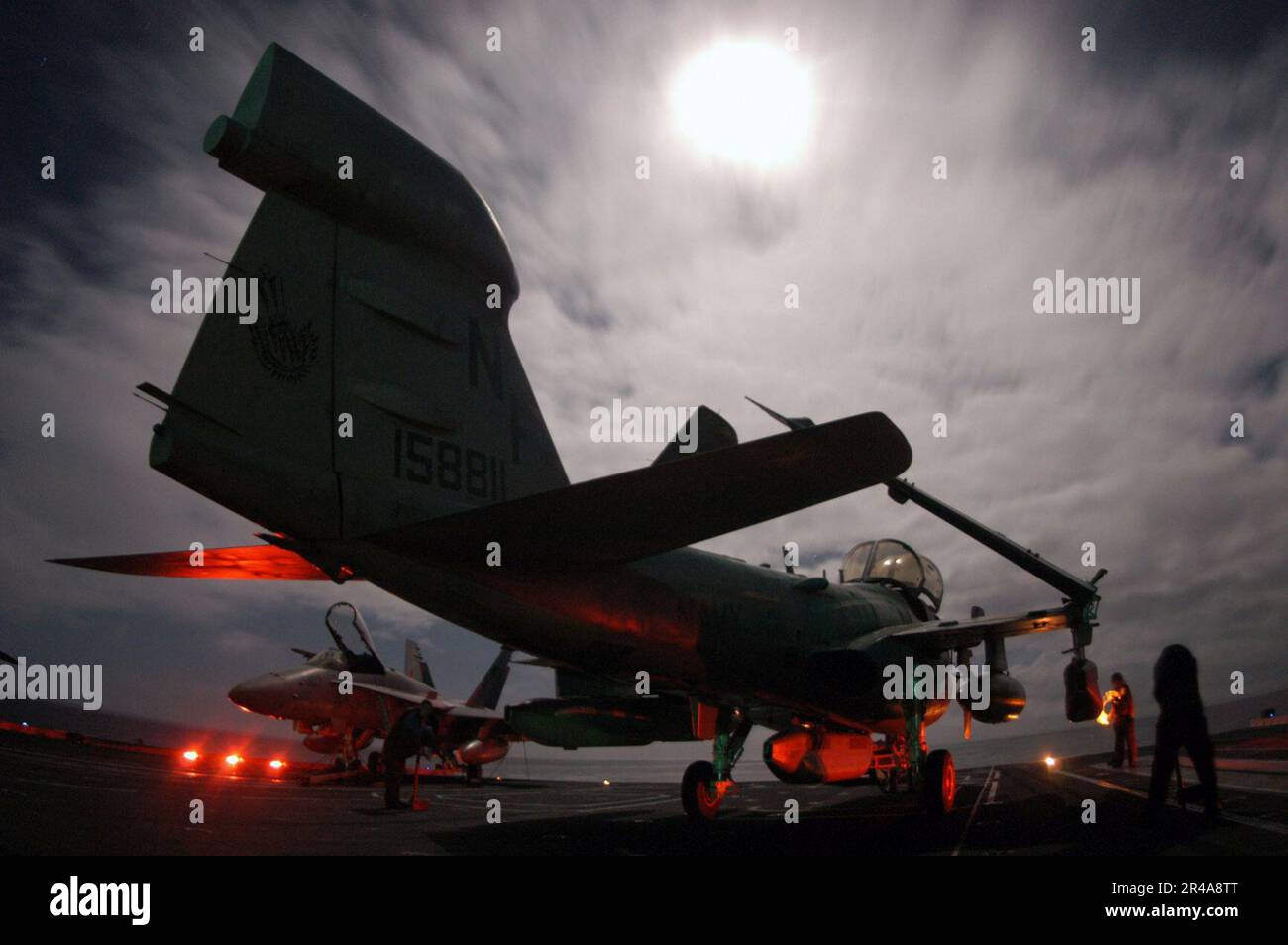 US Navy An EA-6B Prowler is parked on the bow of the conventionally ...