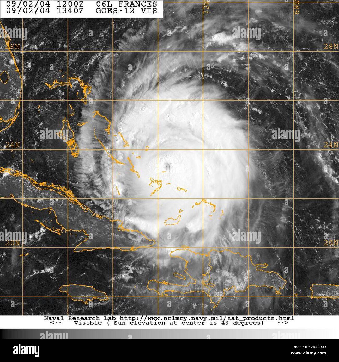 US Navy Satellite image taken from the GOES-12 satellite of Hurricane ...