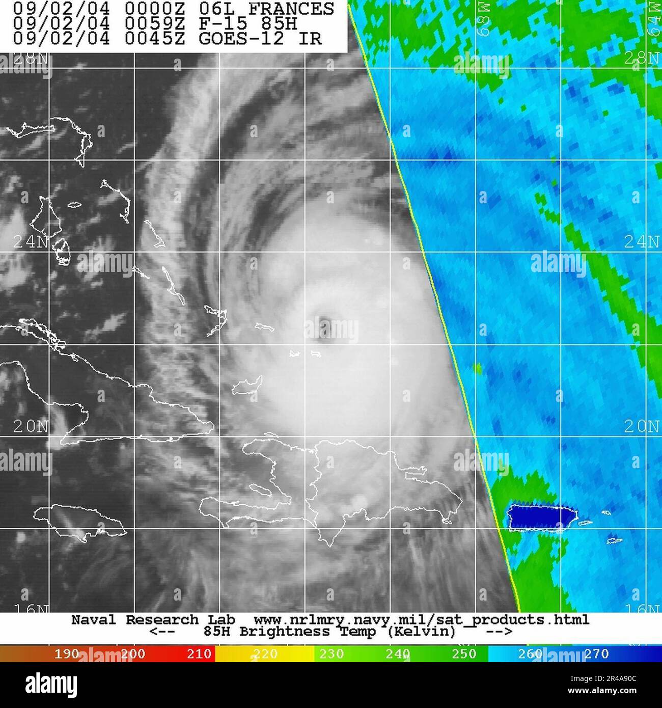 US Navy Satellite image taken from the GOES-12 satellite of Hurricane ...