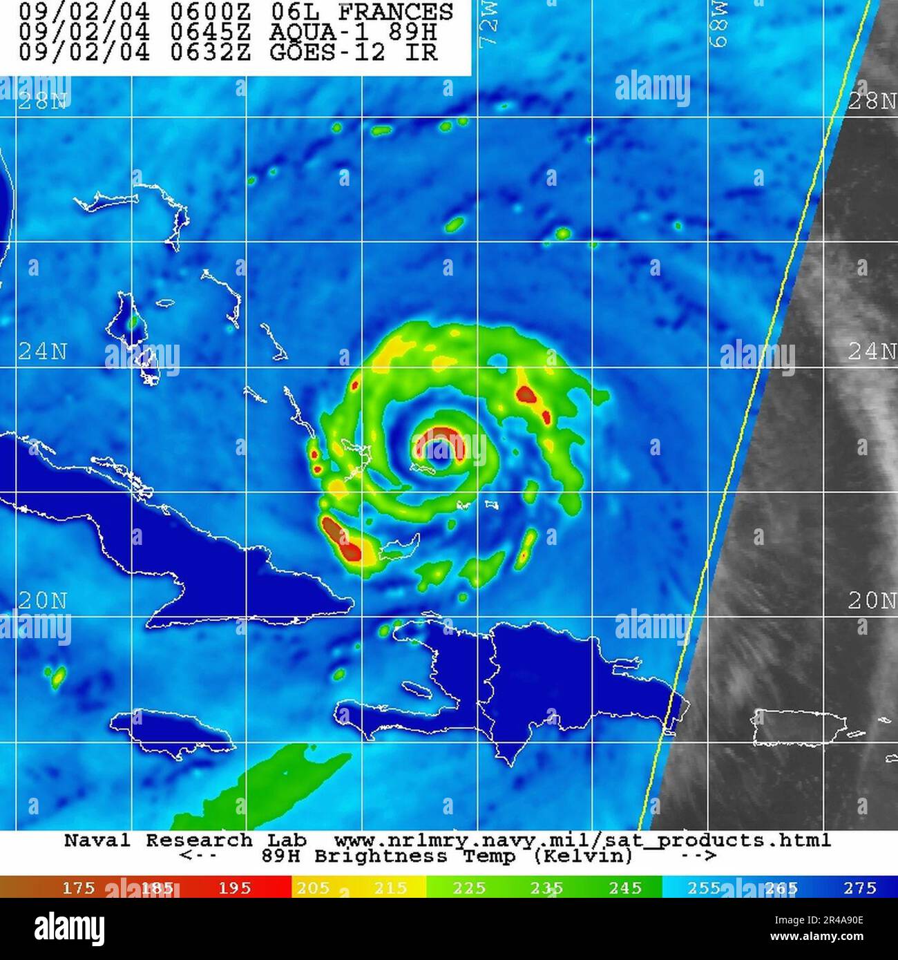 US Navy Infrared satellite image taken from the GOES-12 satellite of ...