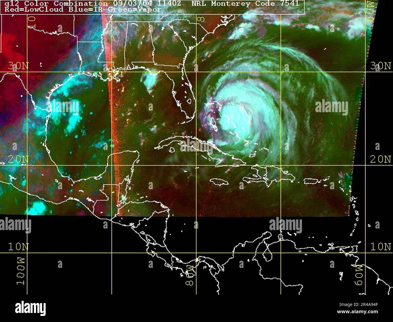 US Navy Satellite image taken from the GOES-12 satellite of Hurricane ...