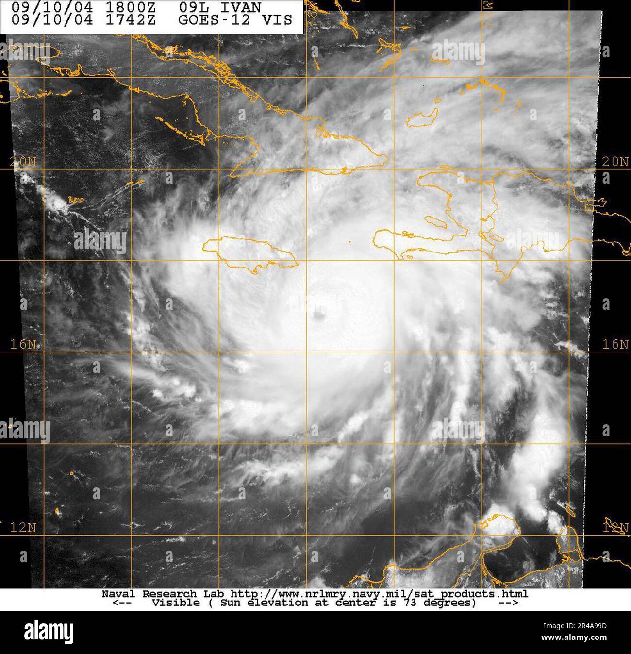 US Navy Satellite image taken from the GOES-12 satellite of Hurricane ...