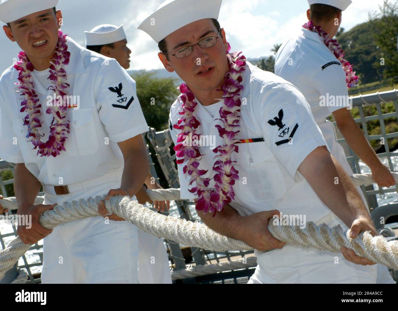 US Navy Sailors aboard the Navy's newest and most advanced Arleigh ...