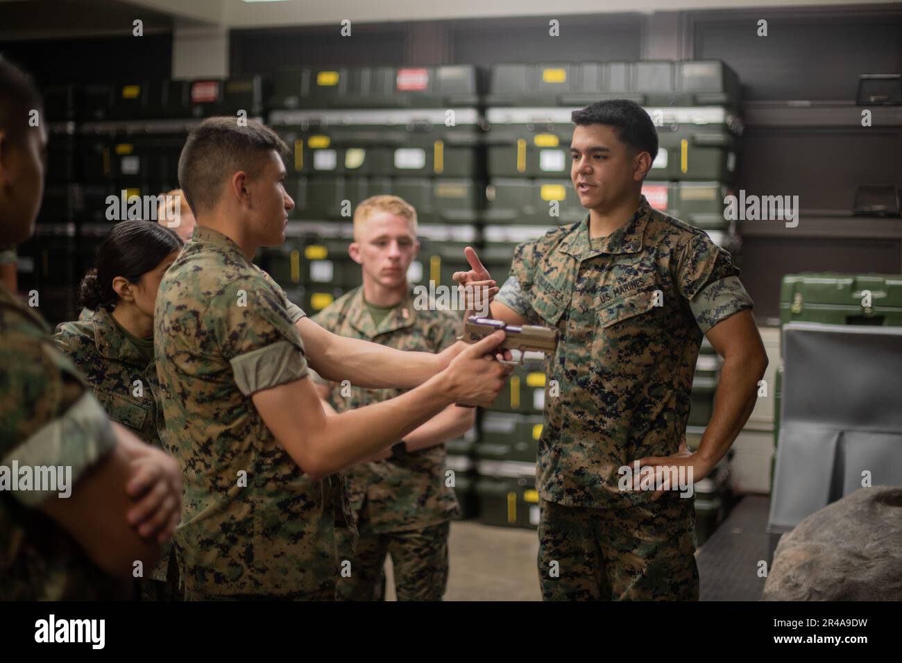 U.S. Marine Corps Cpl. Jason Olaechea, indoor simulated marksmanship ...