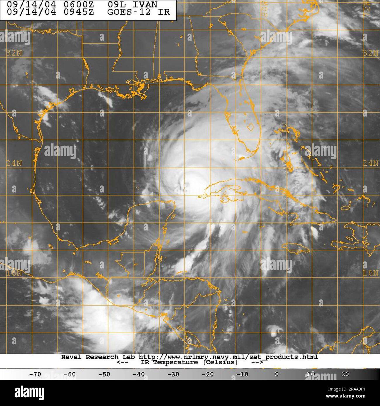 US Navy Satellite image taken from the GOES-12 satellite of Hurricane ...