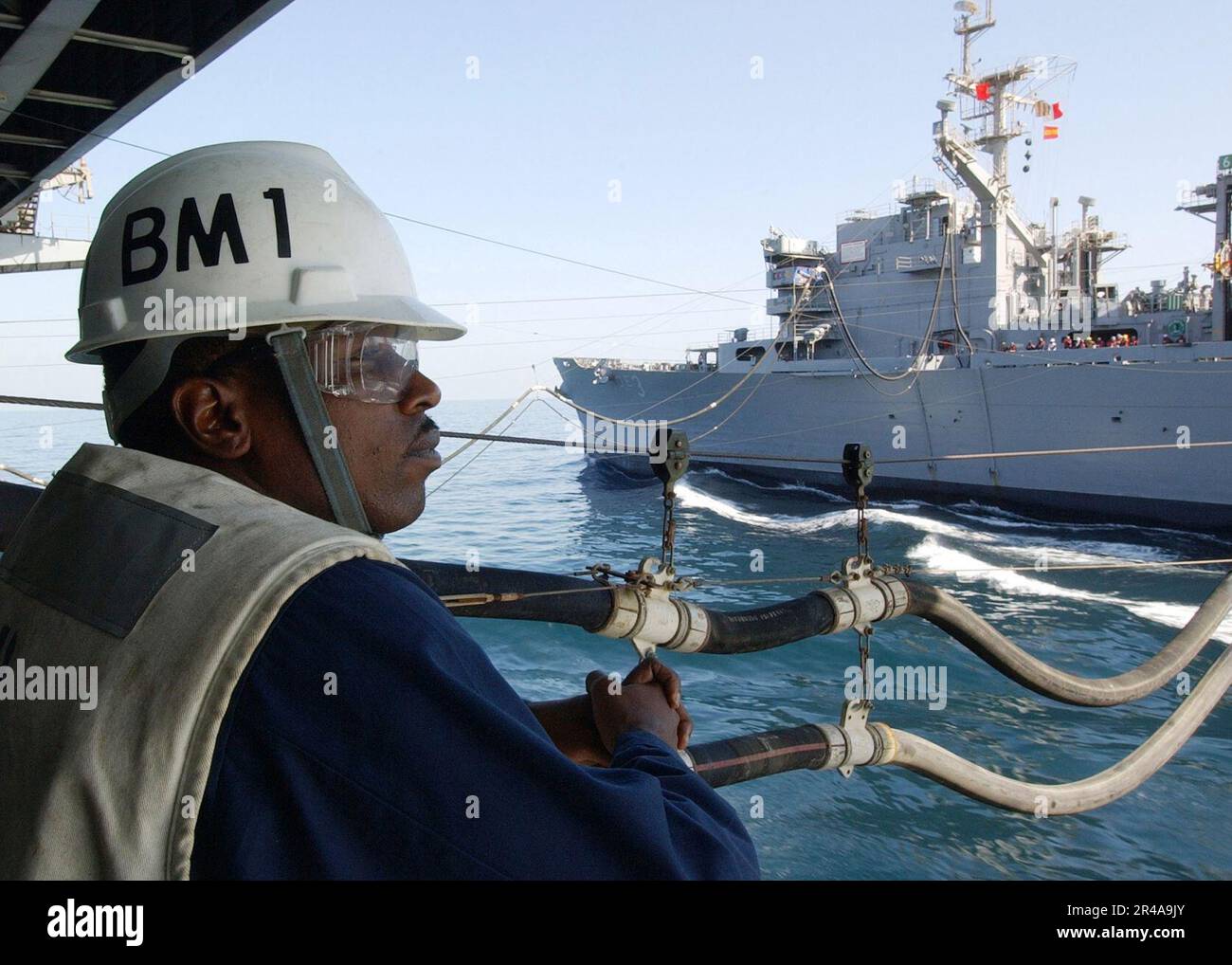 US Navy Boatswain's Mate 1st Class assigned to the aircraft carrier USS ...