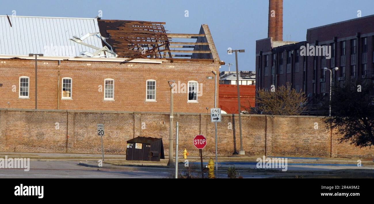 US Navy Hurricane Ivan removed the roofs of several buildings on board ...