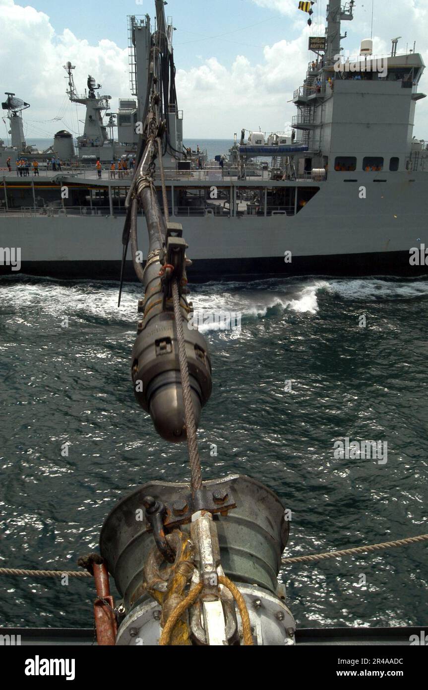 US Navy A refueling probe from the Indian Navy replenishment and repair ...