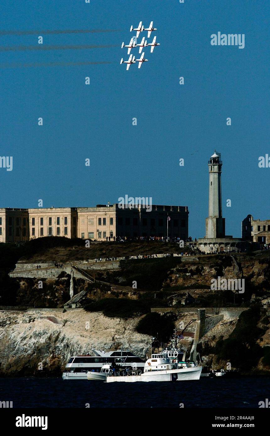 US Navy The Canadian Forces air demonstration team, Snowbirds, fly past ...