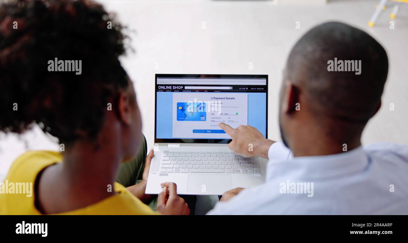 African American Using Online Bank Account Through Internet Stock Photo ...