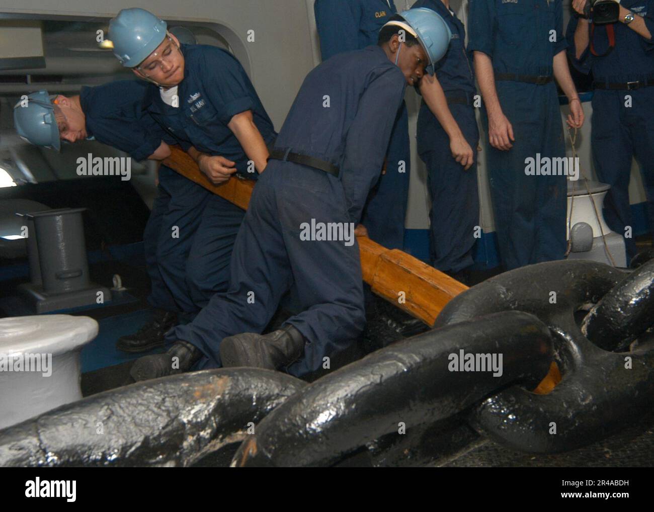 US Navy Deck Seamen assigned to First Division aboard the ...