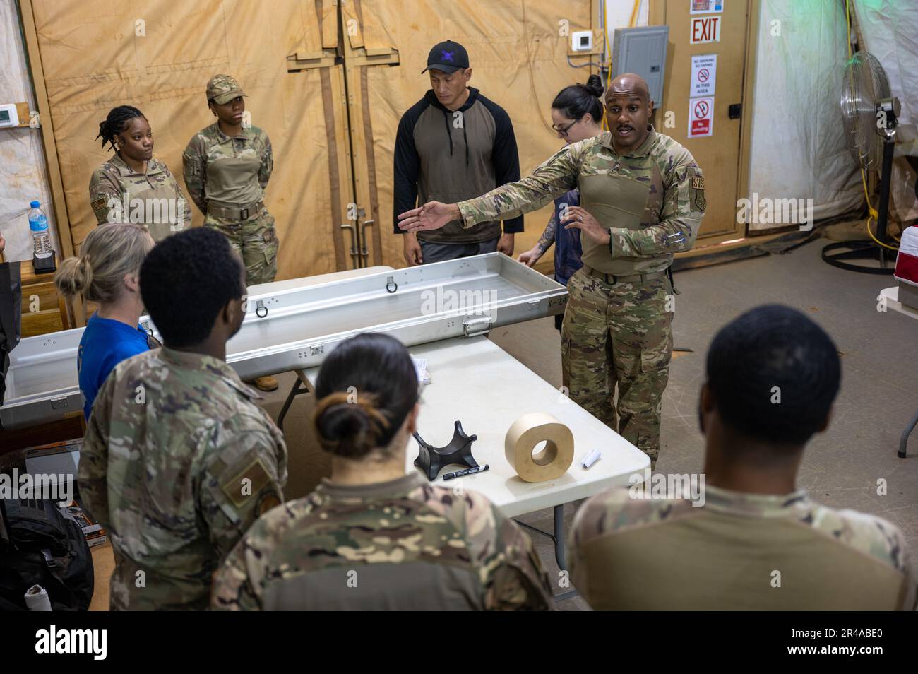 Airmen from the 768th Expeditionary Air Base Squadron, services flight ...