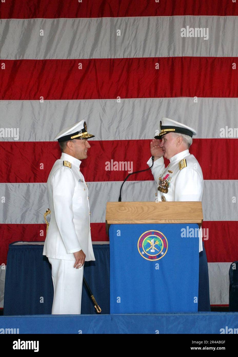 US Navy Rear Adm. Michael A. LeFever, left, relieves Commander ...