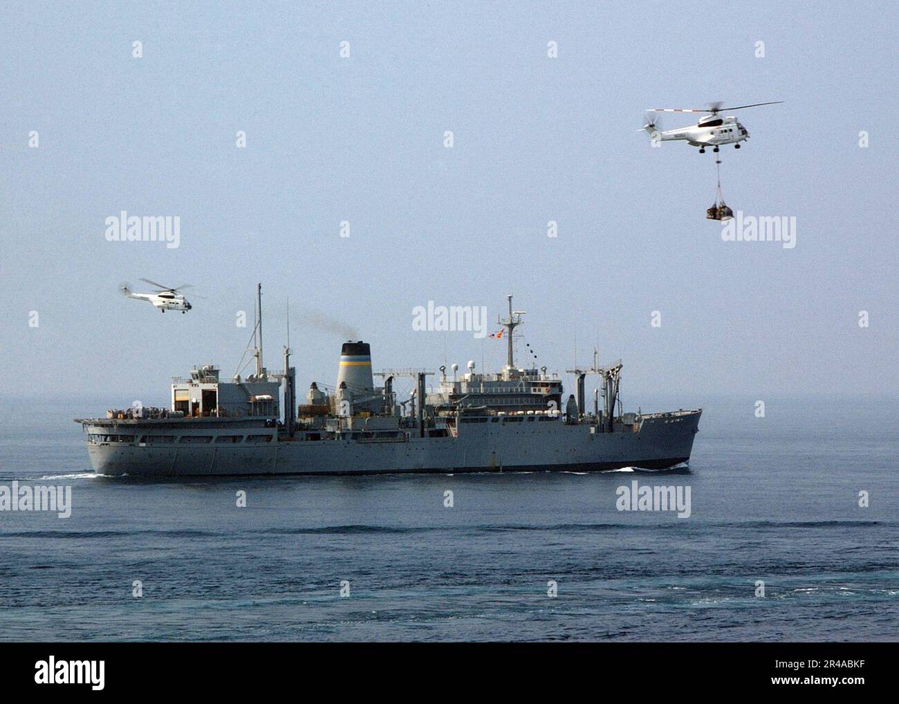 US Navy SA-330 Puma helicopters assigned to the Military Sealift ...