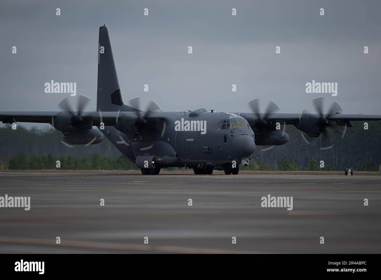 An AC-130J Ghostrider Gunship undergoes pre-flight operations at ...