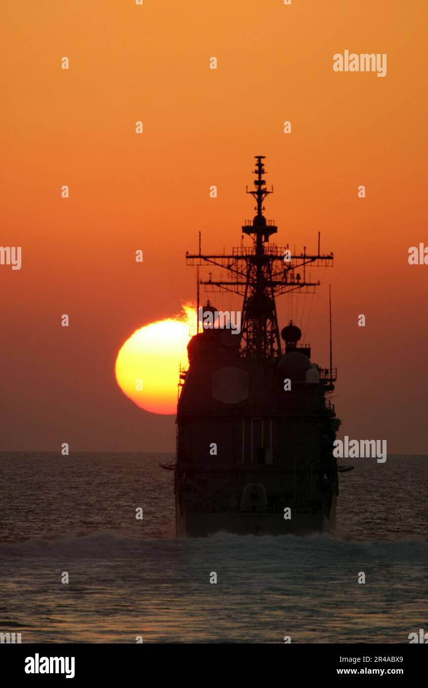 US Navy he guided missile cruiser USS Hue City (CG 66) transits into ...
