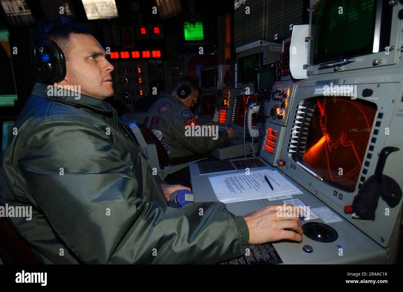 US Navy Cdr. Dominic Caronello, stands by to coordinate the Ships Self ...