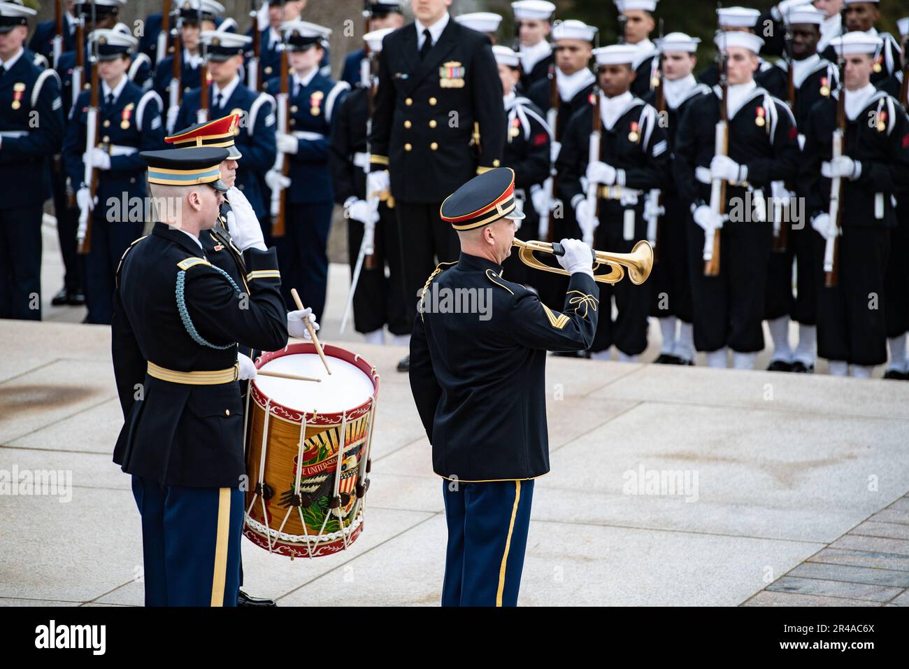 A bugler from the U.S. Army Band, “Pershing’s Own” plays “Taps” during ...